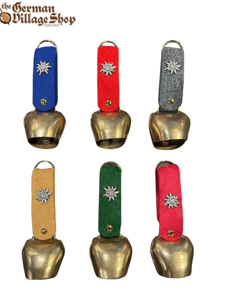 Cow Bell - Brass 14cm assorted felt strap – The German Village Shop ...
